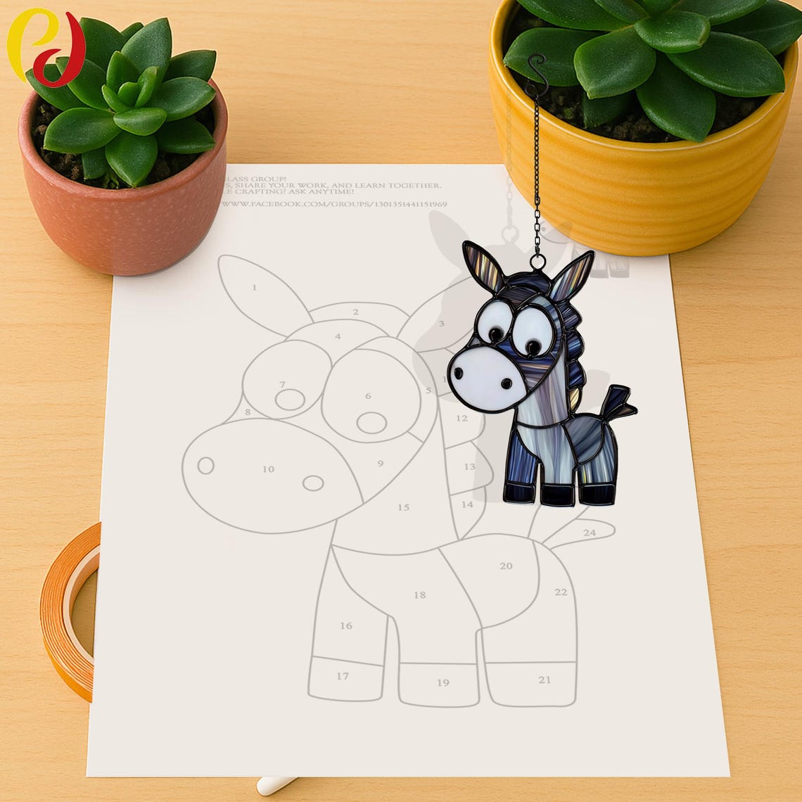 PD 173 Donkey Digital Download Pattern Stained Glass , DIY Suncatcher ...