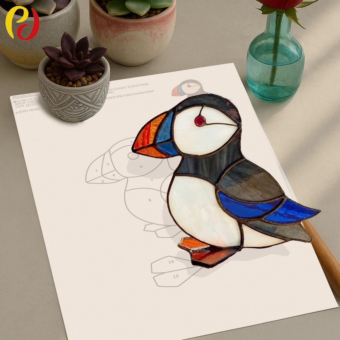 PDACE786 Atlantic Puffin Pattern PDF, Stained Glass Sea Bird Suncatcher ...