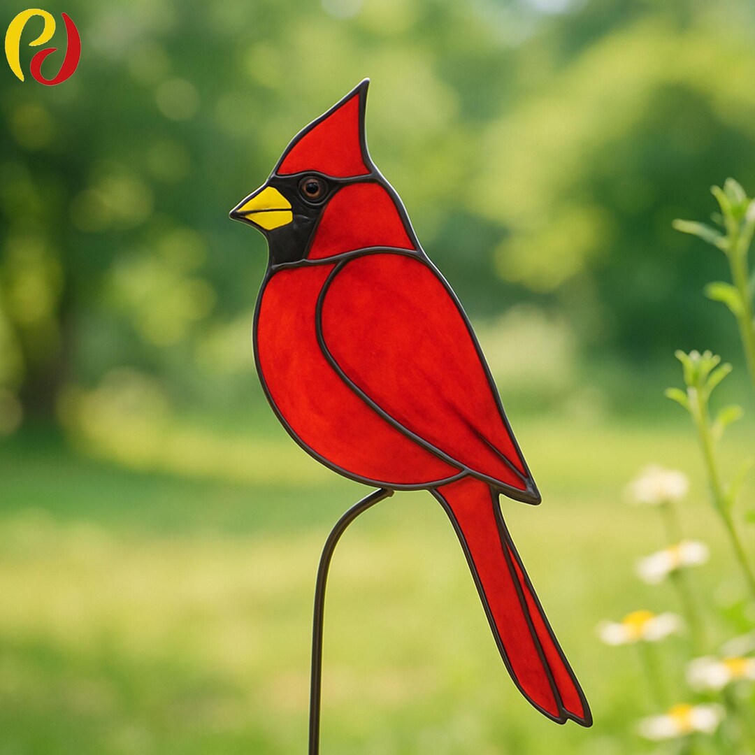 Digital Downloads Pattern PDACE76 Stained Glass Red Cardinal Plant ...