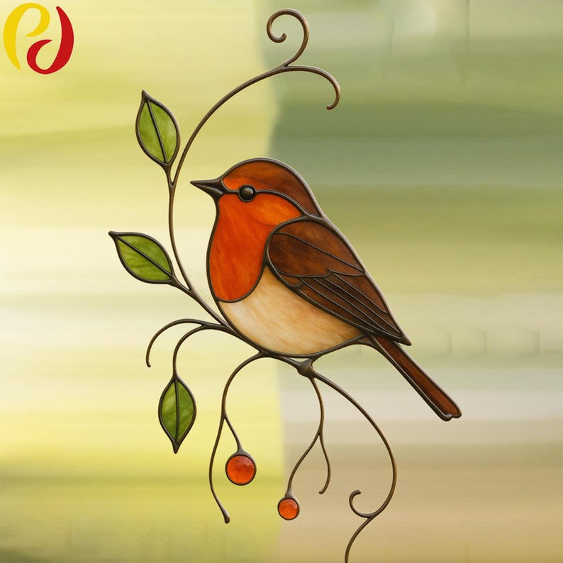 PDACE42 Robin Stained Glass Bird Pattern – Robin | Digital PDF Template ...