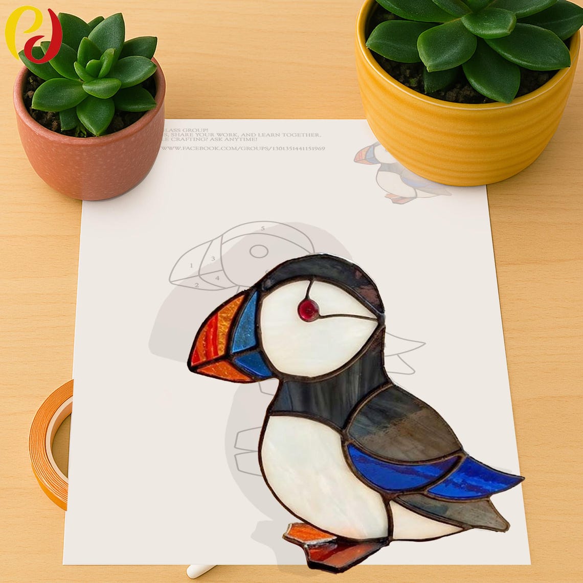 PDACE786 Atlantic Puffin Pattern PDF, Stained Glass Sea Bird Suncatcher ...