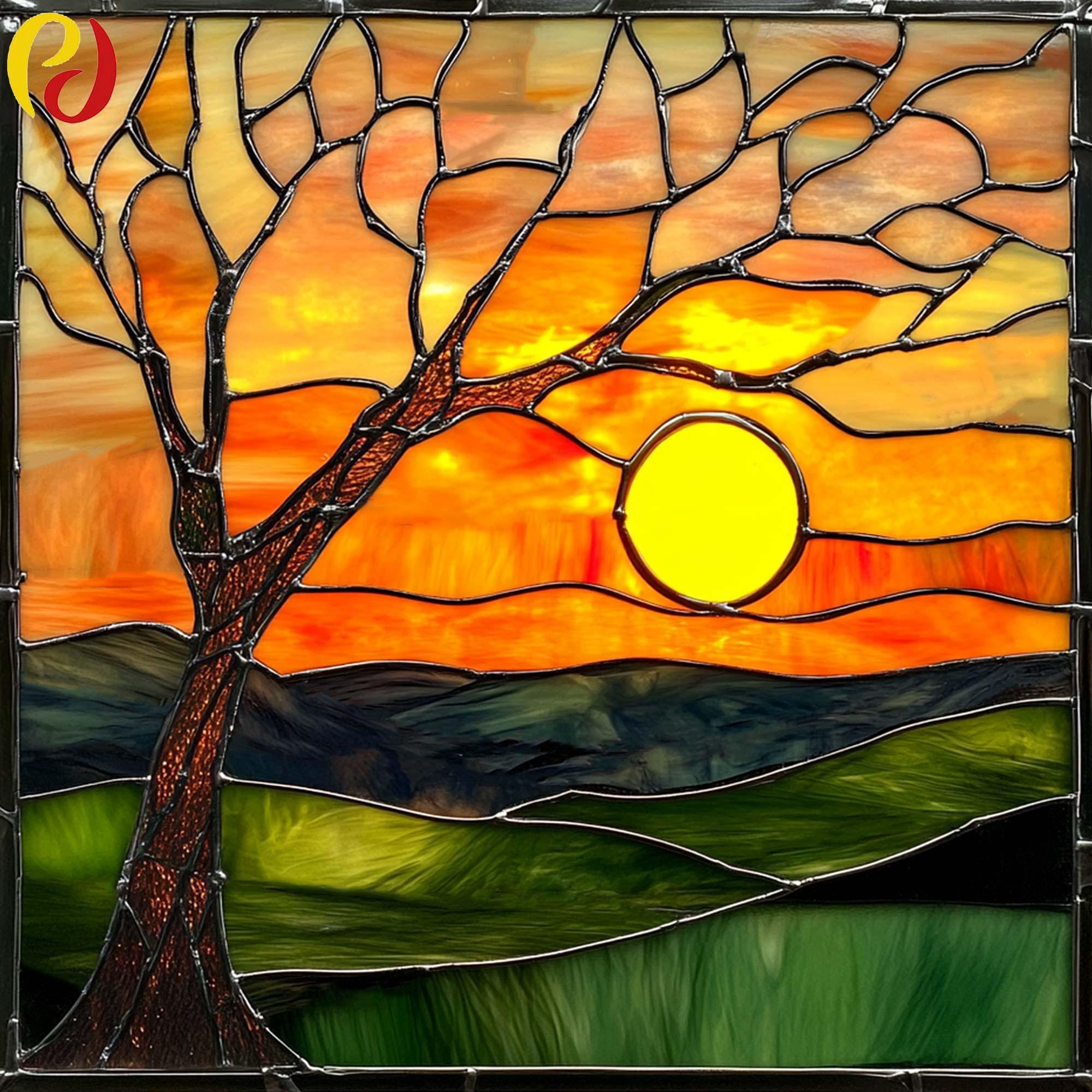 PD 298 Autumn Landscape T01 Stained Glass, Stained Glass Patterns ...