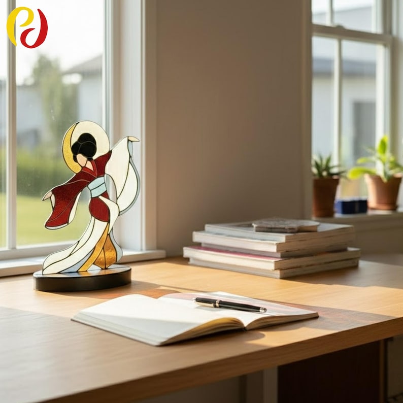 PDACE868 Geisha Stained Glass Pattern, Japanese Dancer Window ...