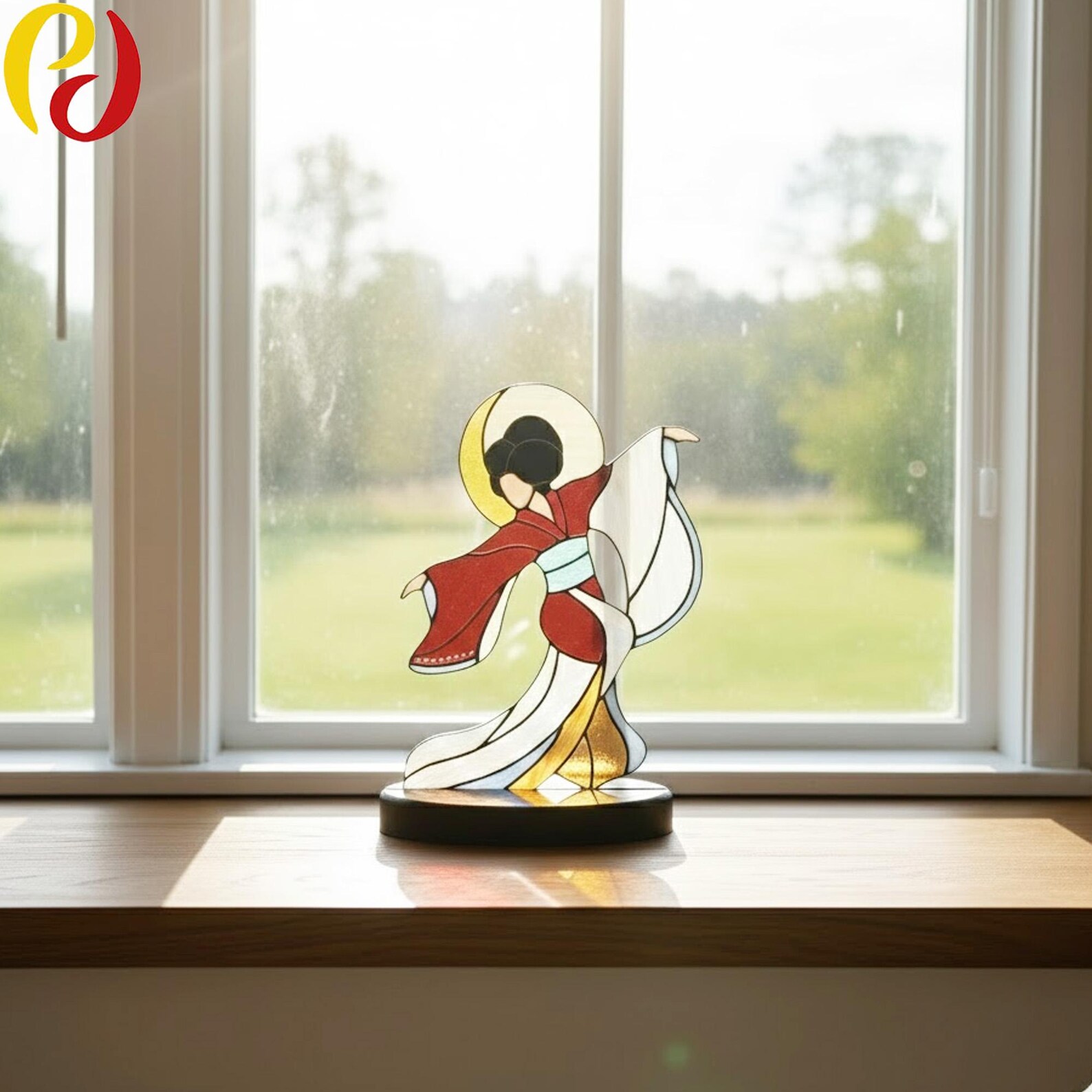 PDACE868 Geisha Stained Glass Pattern, Japanese Dancer Window ...