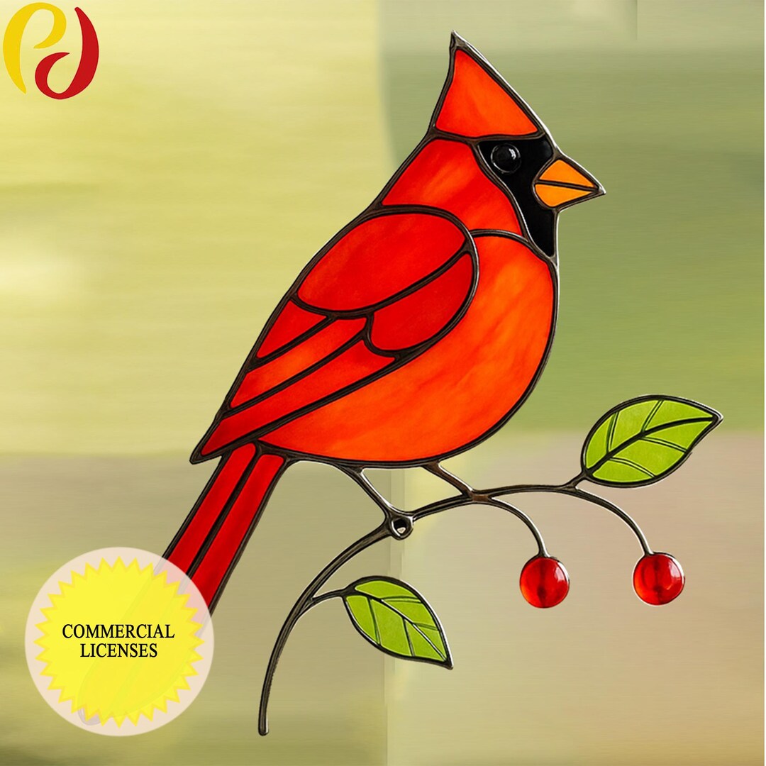 PDACE41 Cardinal Commercial Stained Glass Bird Pattern – Cardinal ...