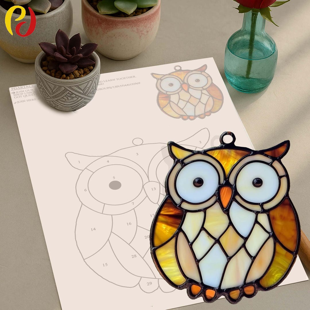 PD301 OWL Stained Glass Stained Glass Bird Pattern – Stained Glass ...