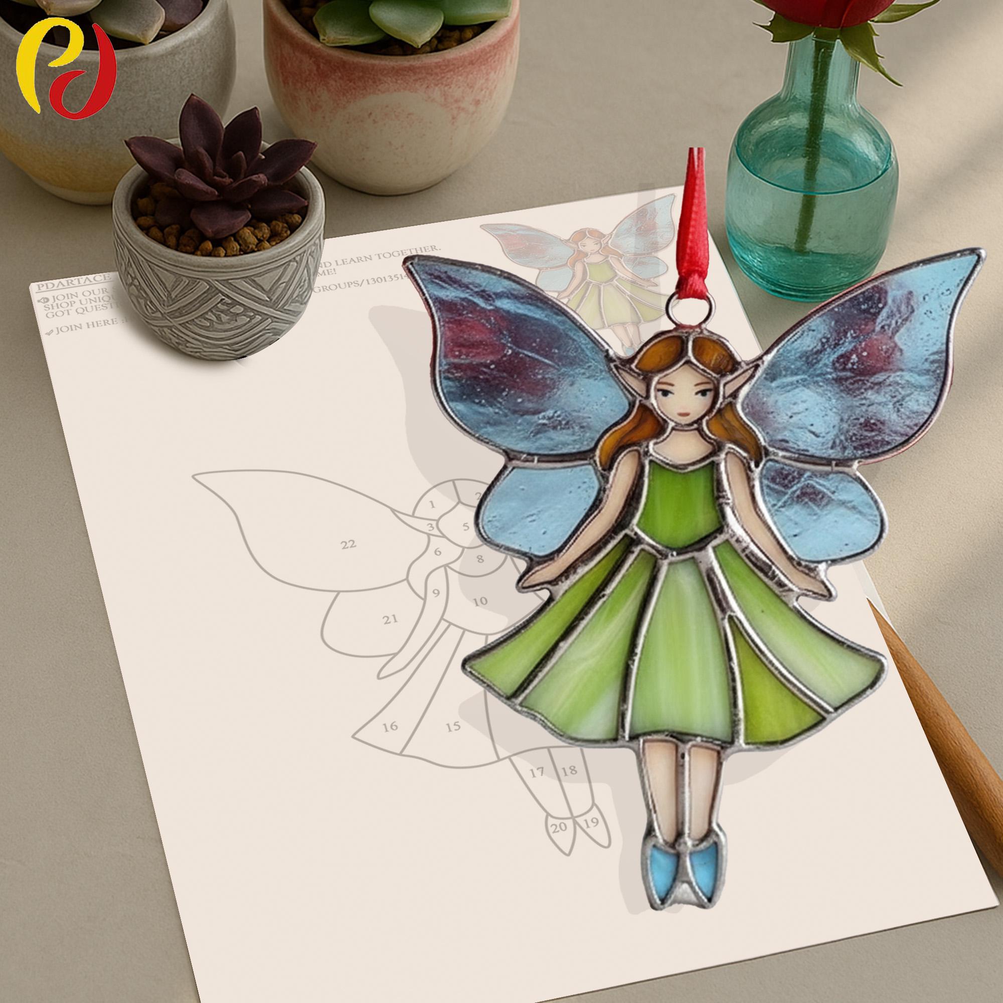 PDACE652 Fairy Stained Glass Pattern PDF, Winged Fairy Suncatcher ...