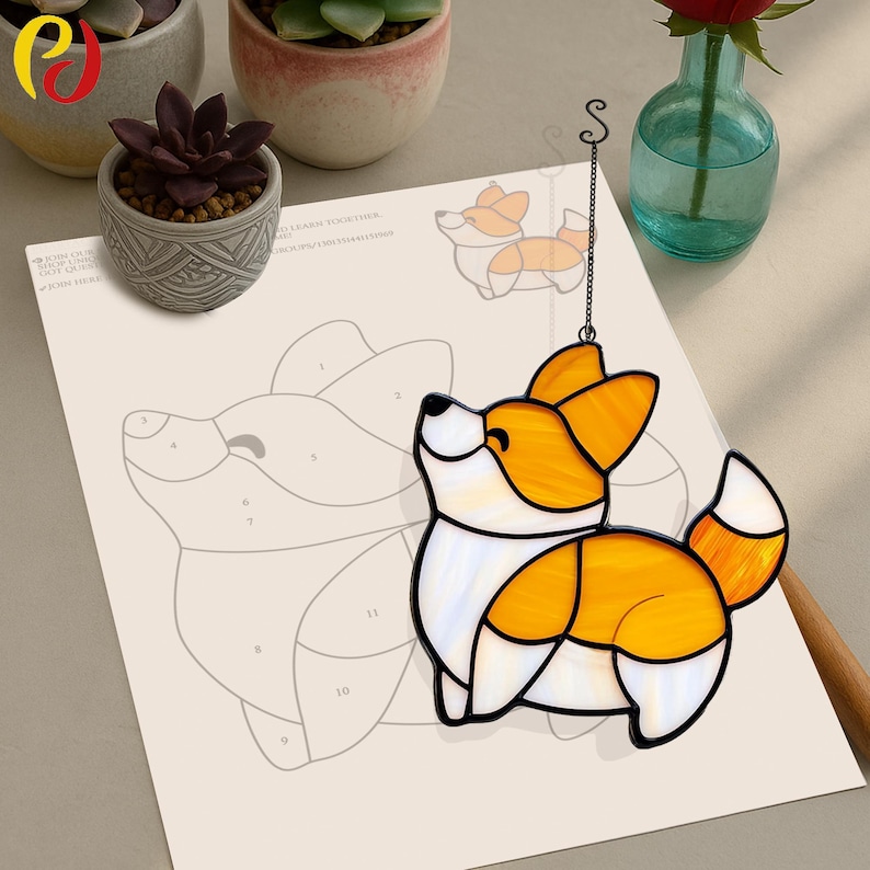 PD 219 Cute Corgi Digital Download Pattern Stained Glass, DIY ...