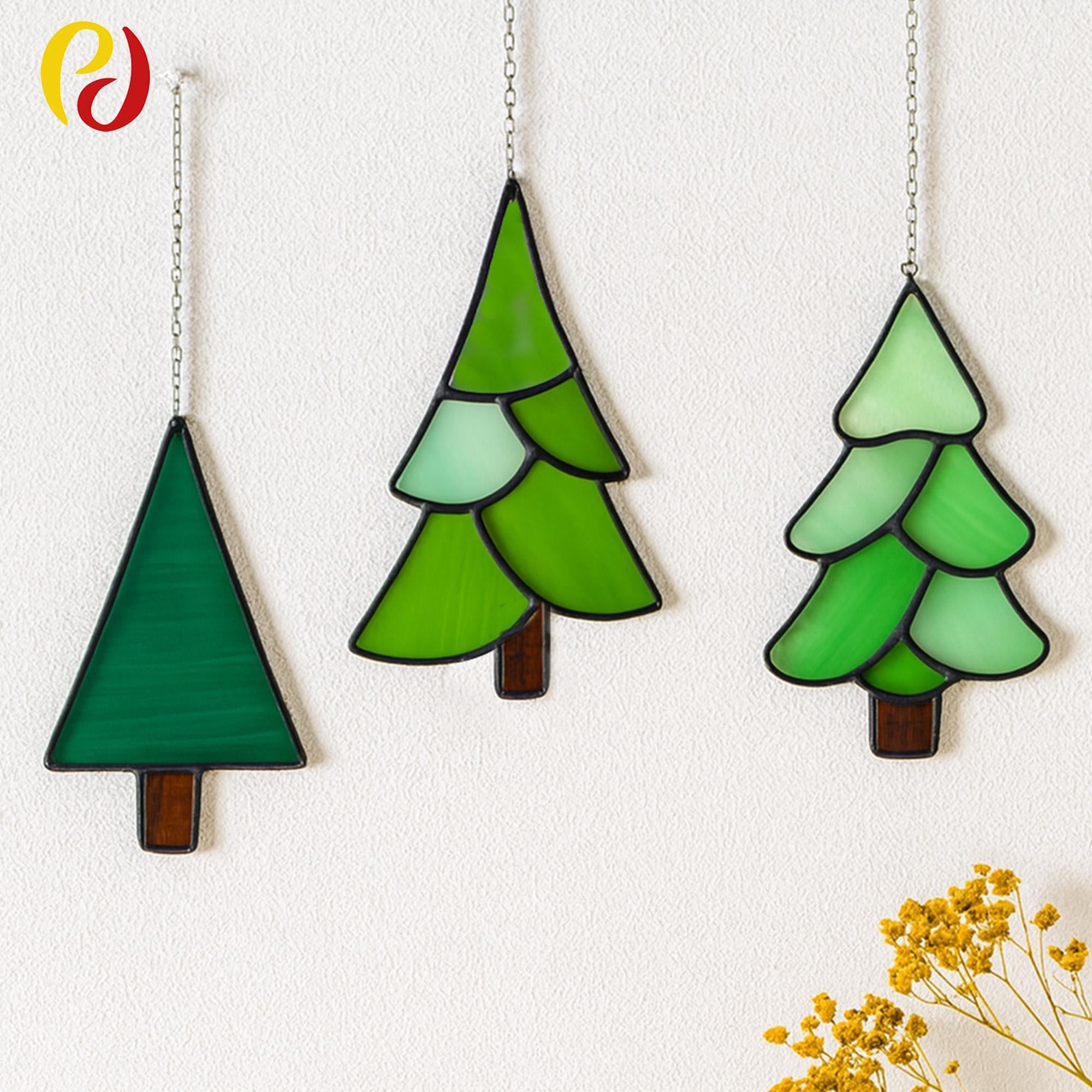 PDACE436 Christmas Tree Stained Glass Pattern Set – Holiday Evergreen ...