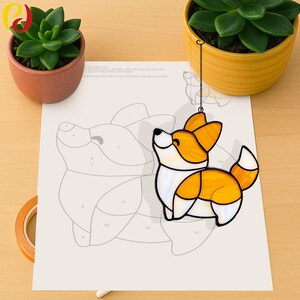 PD 219 Cute Corgi Digital Download Pattern Stained Glass, DIY ...