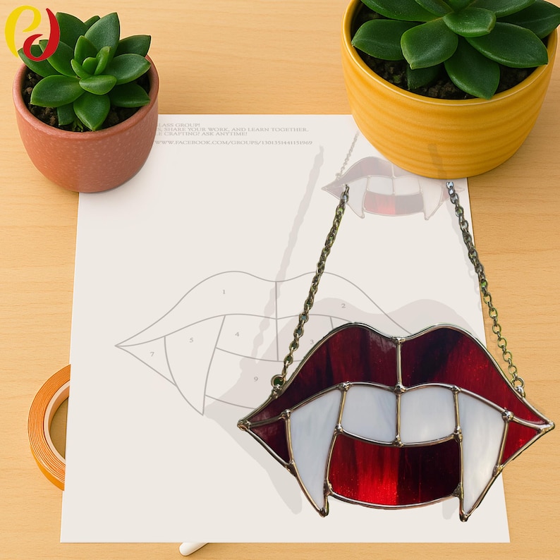 PDACE299 Stained Glass Patterns - Vampire Lips, DIY Suncatcher Stained ...