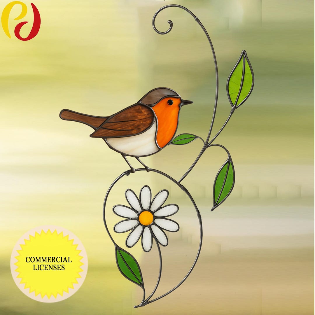 PDACE48 Robin Commercial Stained Glass Bird Pattern – Robinon Holly ...