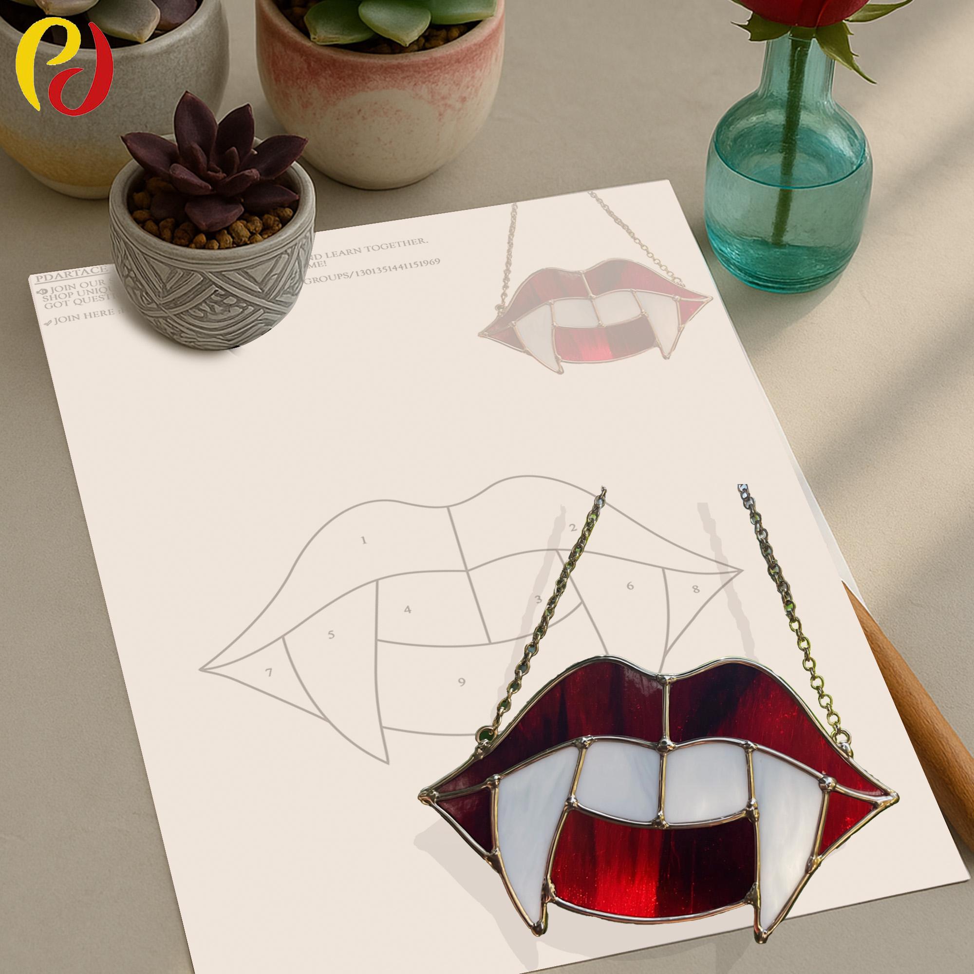 PDACE299 Stained Glass Patterns - Vampire Lips, DIY Suncatcher Stained ...