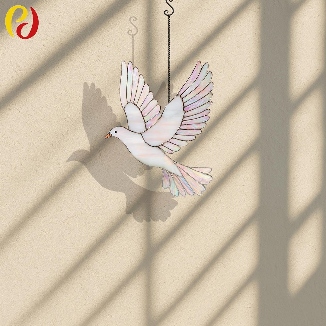 PD 275 White Dove Stained Glass Pattern White Dove, Modern Suncatcher ...