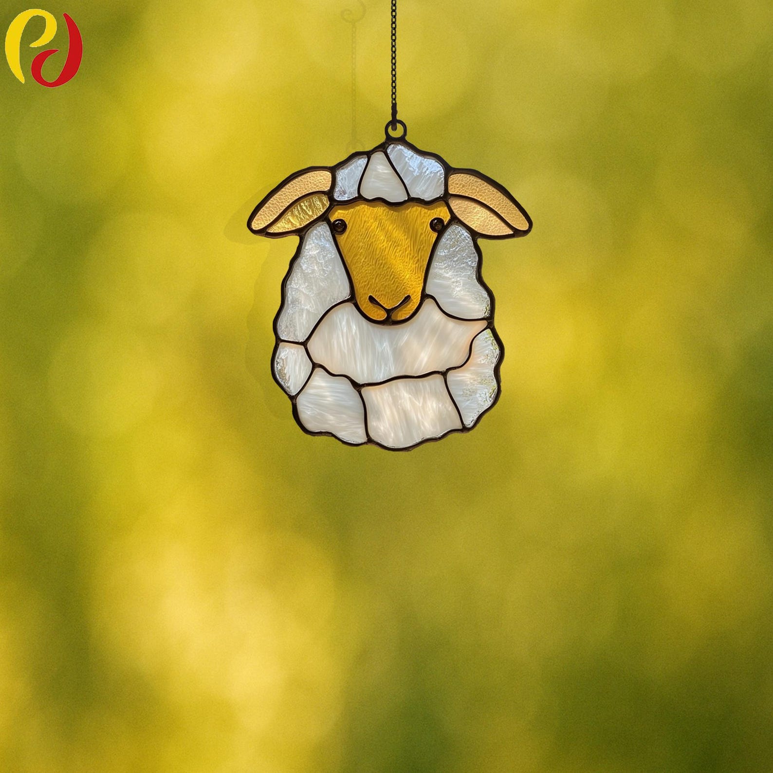 PD 161 Sheep Stained Glass Window With Sun-catching Pig Digital ...
