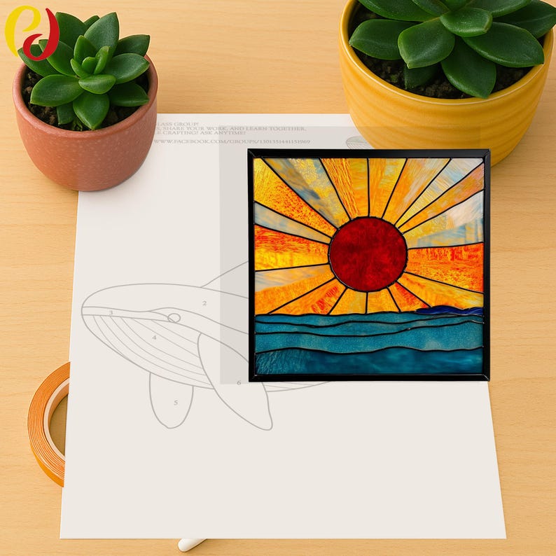 PD 247 Stained Glass, Sunrise Over the Sea, Stained Glass Patterns ...