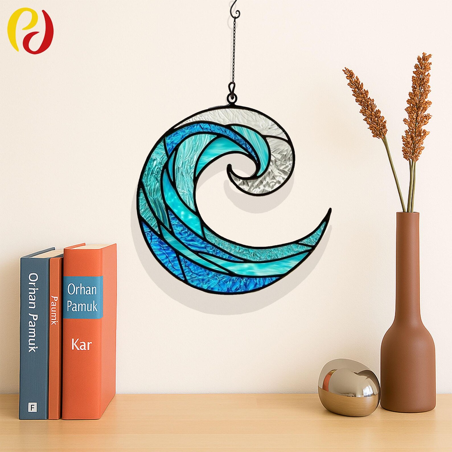 PDACE99 Ocean Waves Stained Glass Pattern , Diy Suncatcher Stained ...