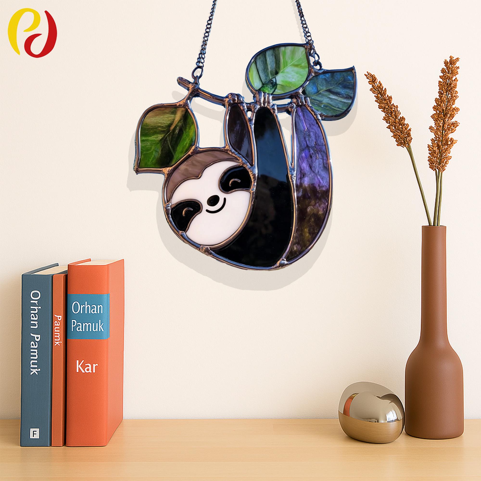 PDACE244 Stained Glass Sloth Window Hanging, Sloth Glass Suncatcher ...