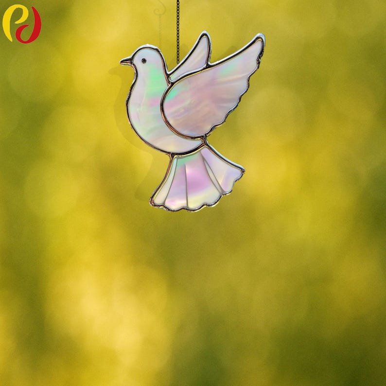 PD 185 Dove Stained Glass Pattern White Dove, Modern Suncatcher, DIY ...