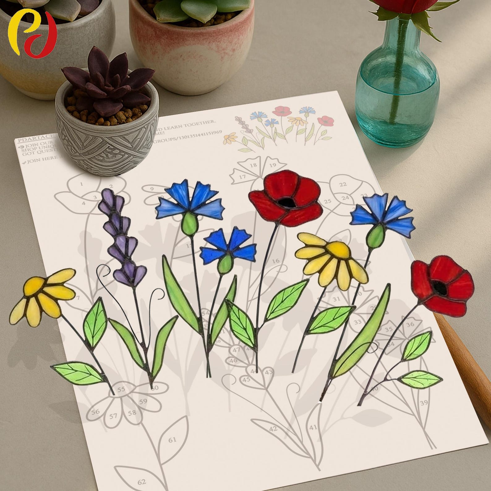 PDACE746 Wildflower Meadow Pattern PDF, Stained Glass Summer Garden ...