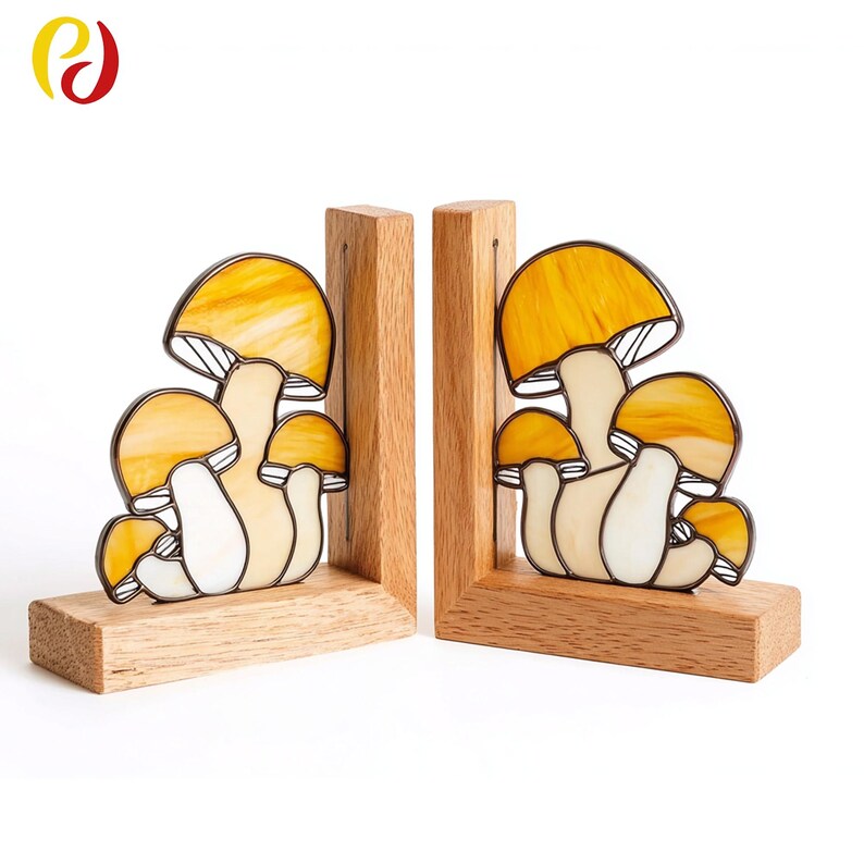 PDACE610 Mushroom Stained Glass Pattern – Digital Bookend Design, Fungi ...