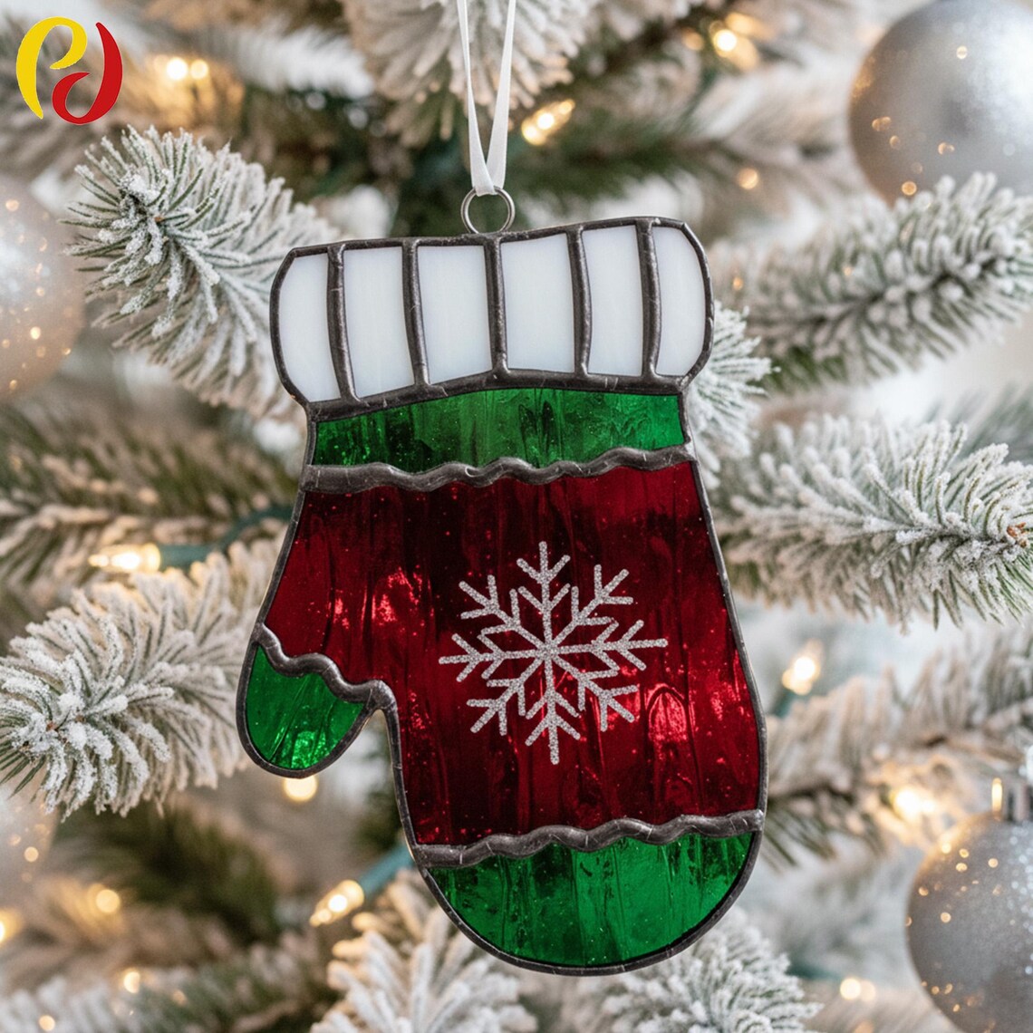 PDACE586 Christmas Mitten Stained Glass Pattern Template for Holiday ...