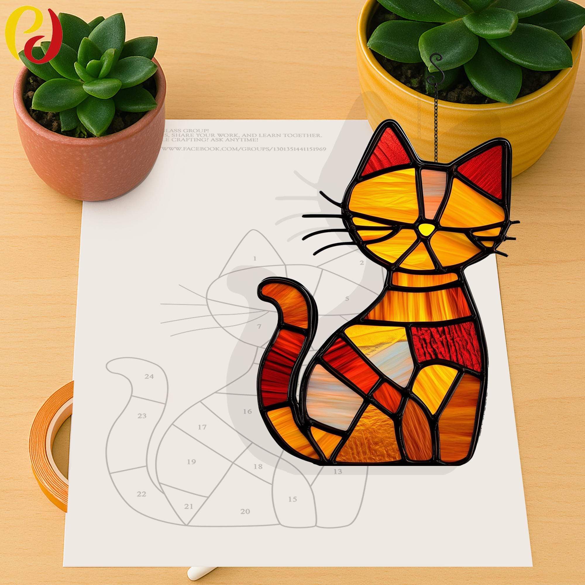 PD 34 Cat Digital Download Pattern Stained Glass , DIY Suncatcher ...