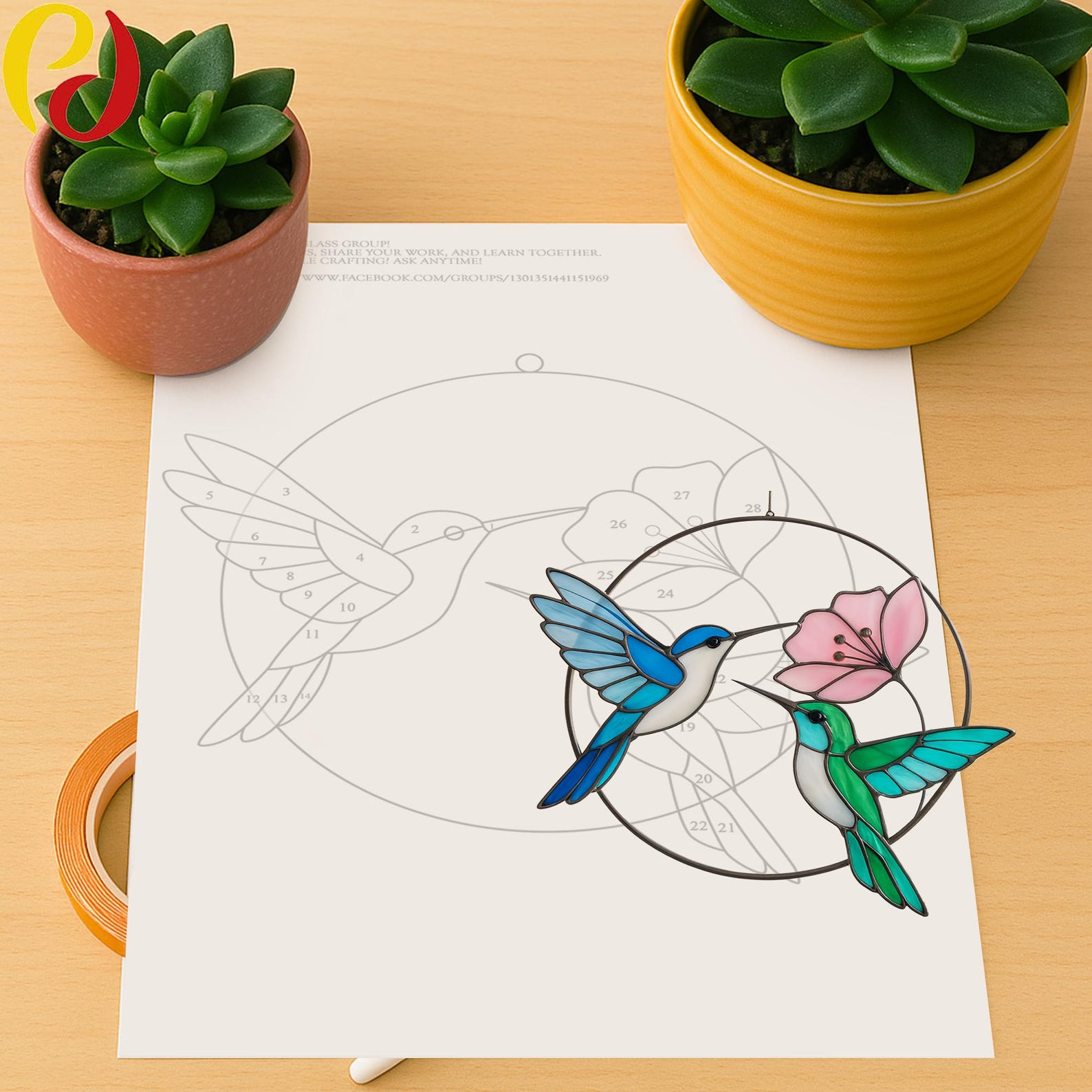 PDACE29 Commercial Stained Glass Bird Pattern – Hummingbirds and ...
