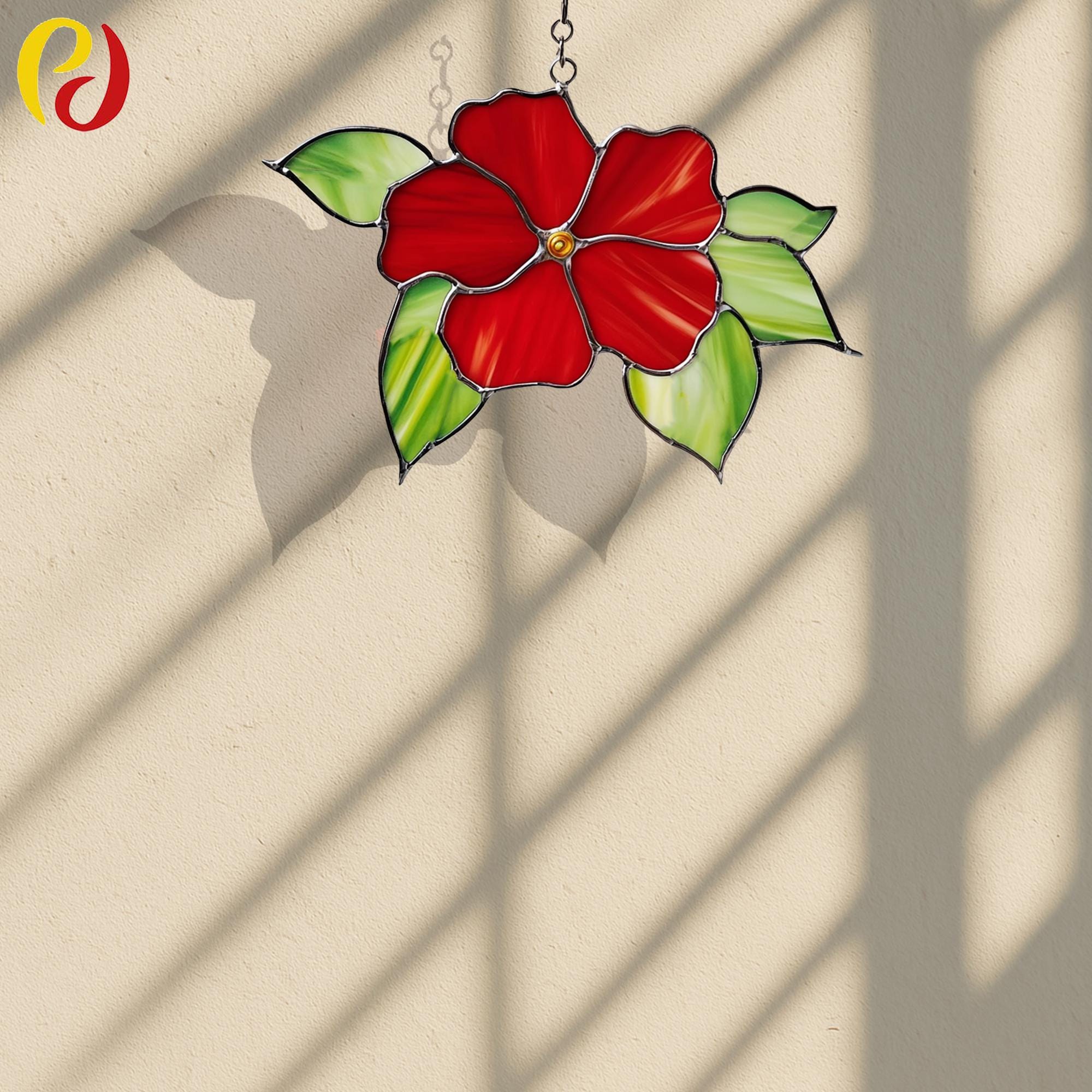PD 80 Hibiscus Red Flower Stained Glass Mothers Day Gift, Gift, Stained ...