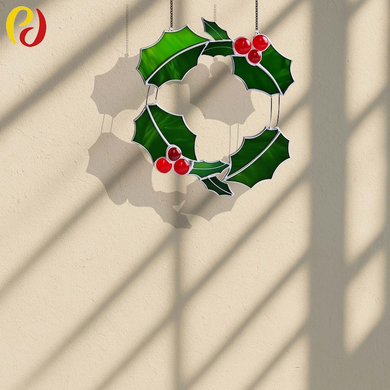 PD 389 Christmas Wreath, Wire Frame Design, DIY Suncatcher Stained ...