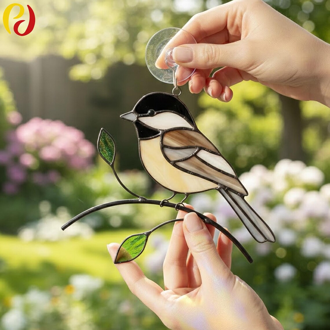 PDACE776 Chickadee Stained Glass Pattern PDF, Bird on Branch Suncatcher ...