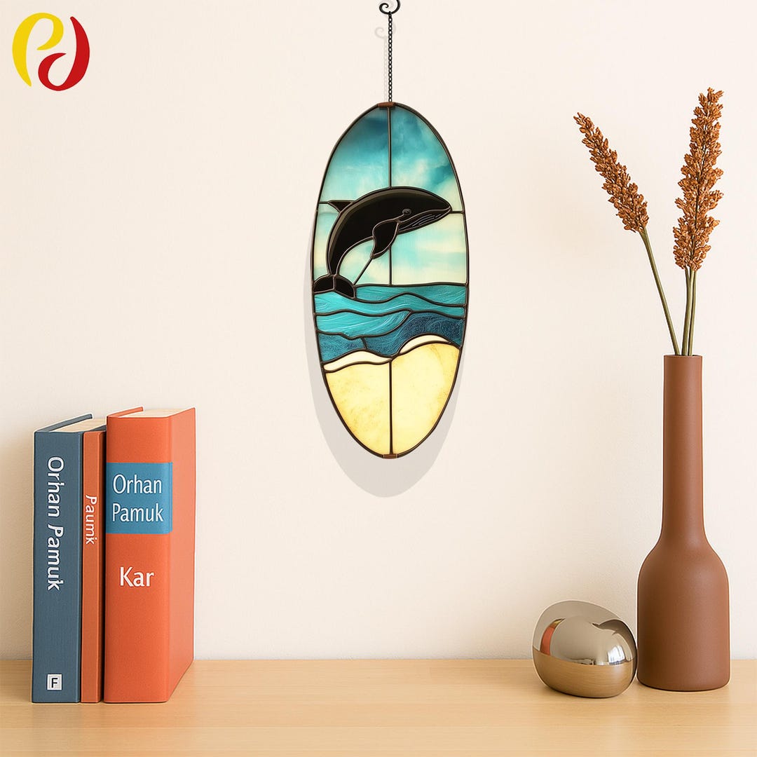 PD 224 Beach Surfboard Stained Glass Art - Whale Digital Download ...
