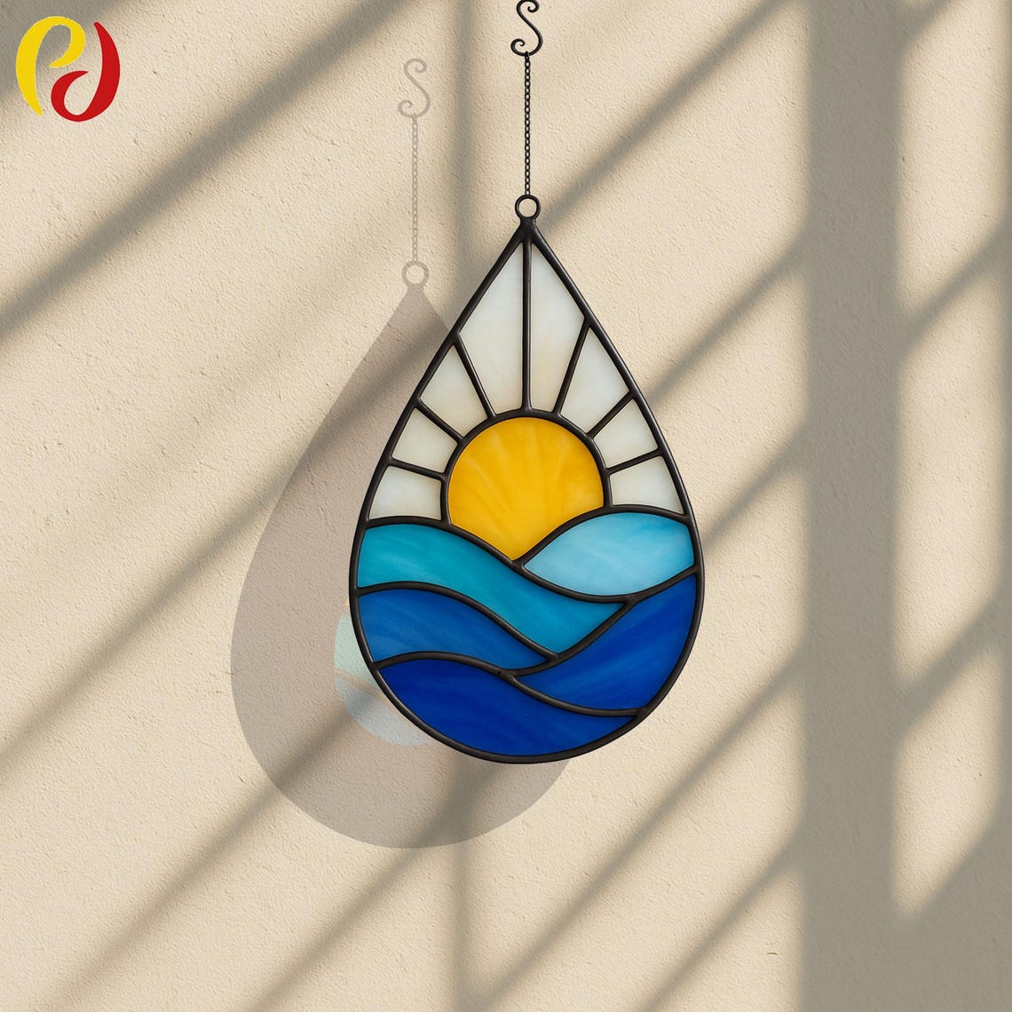 PDACE72 Teardrop Sunrise Stained Glass Pattern, Stained Glass Patterns ...