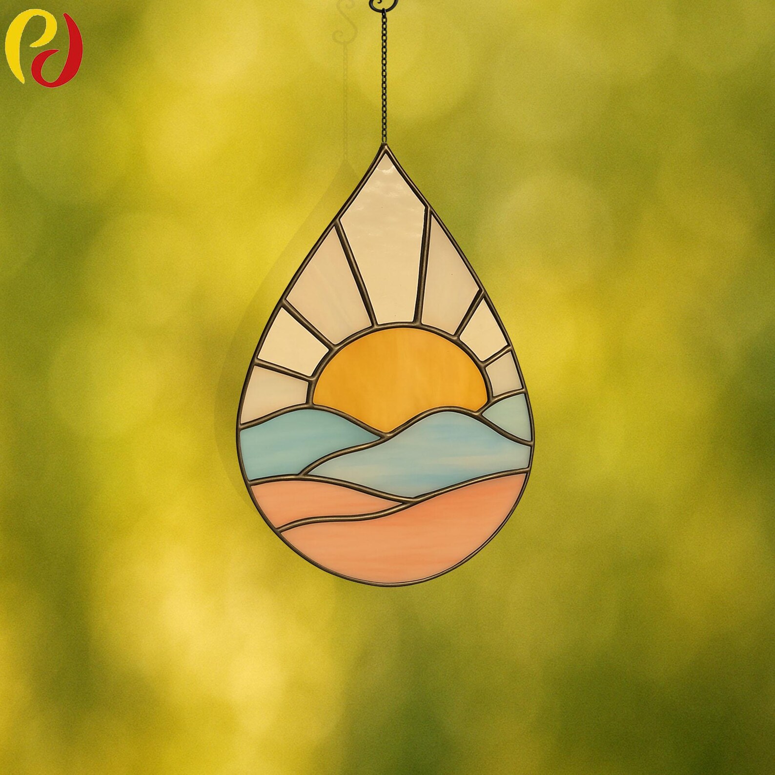PDACE74 Teardrop Sunrise Stained Glass Pattern, Stained Glass Patterns ...