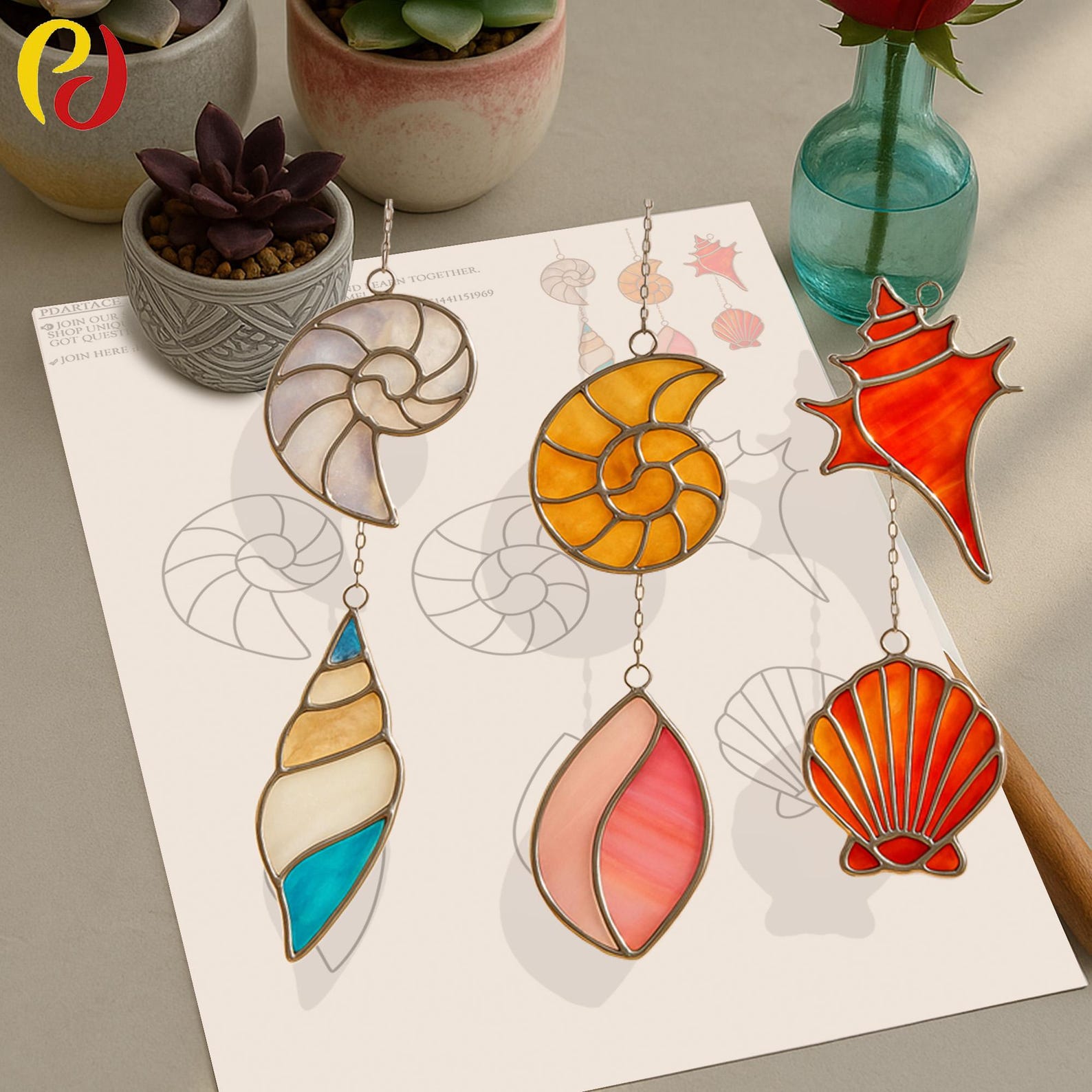 Digital Download Pattern PDACE410 Seashell Stained Glass Pattern Set ...