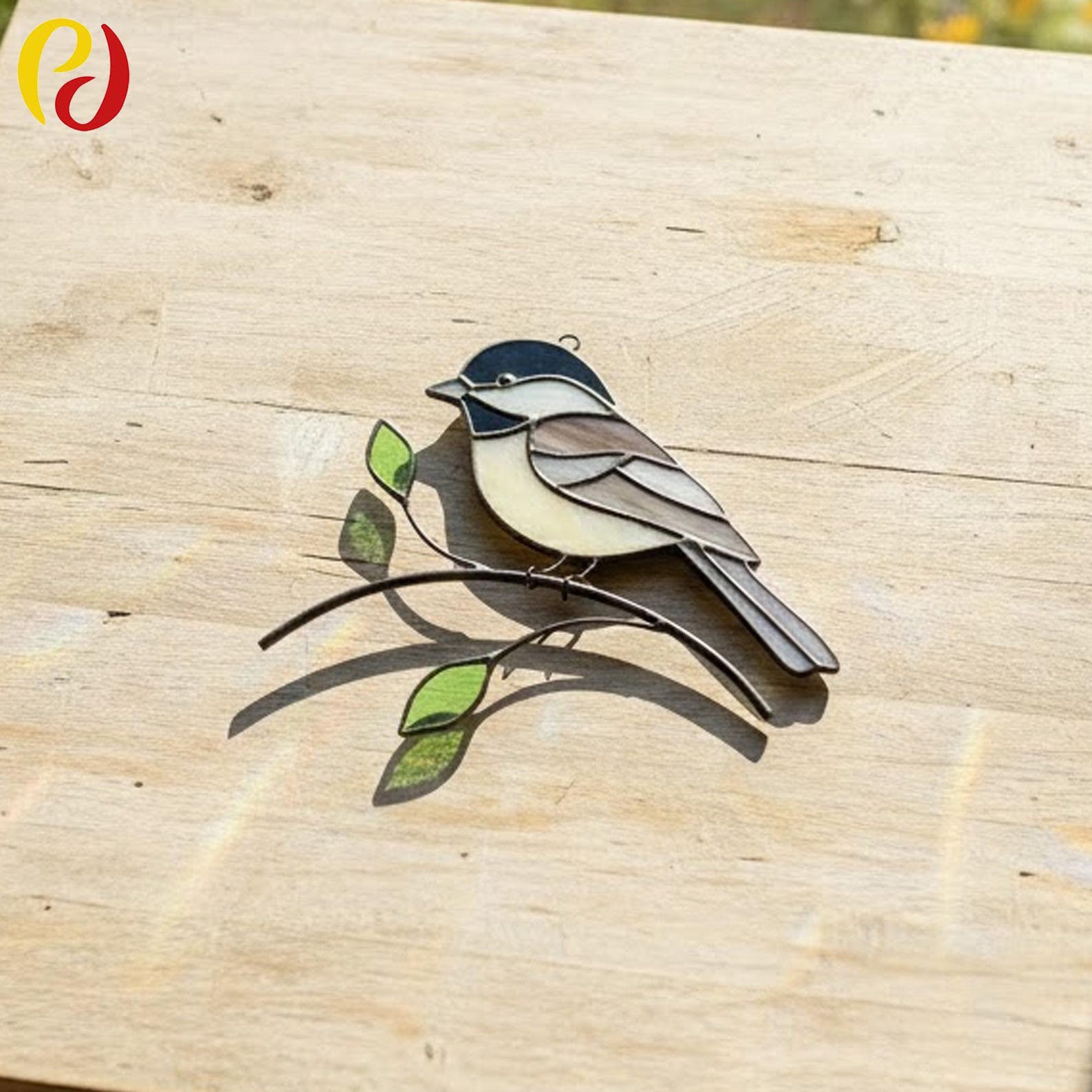 PDACE776 Chickadee Stained Glass Pattern PDF, Bird on Branch Suncatcher ...