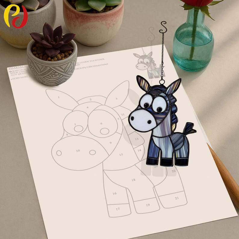 PD 173 Donkey Digital Download Pattern Stained Glass , DIY Suncatcher ...