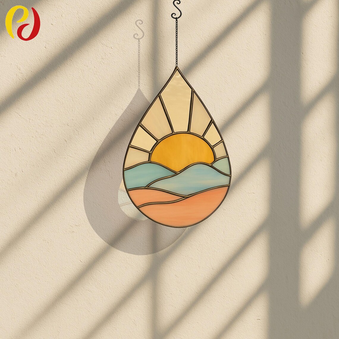PDACE74 Teardrop Sunrise Stained Glass Pattern, Stained Glass Patterns ...