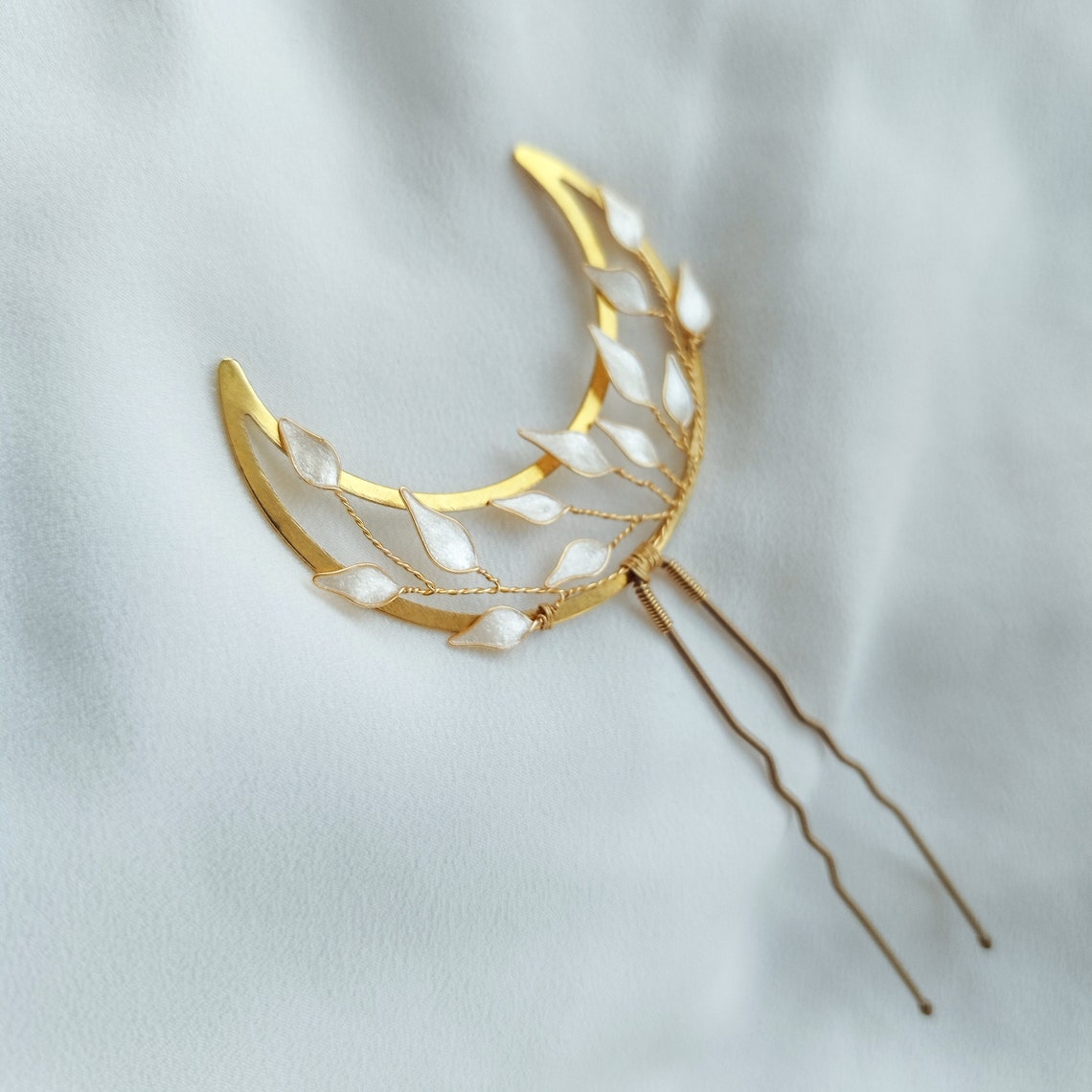 Celestial Moon Hair Pin Gold Crescent Bridal Hair Pin Boho Wedding Hair ...