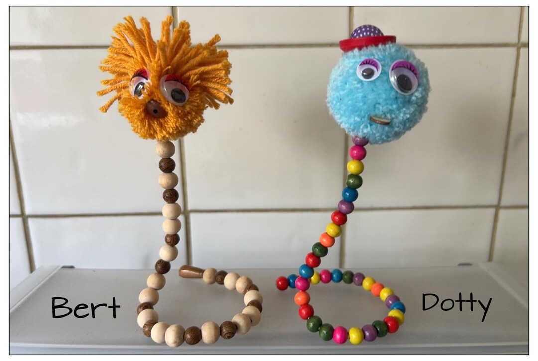 Quirky Wool Pom Pom Figure, Beaded Bendable Wire Gift - Etsy