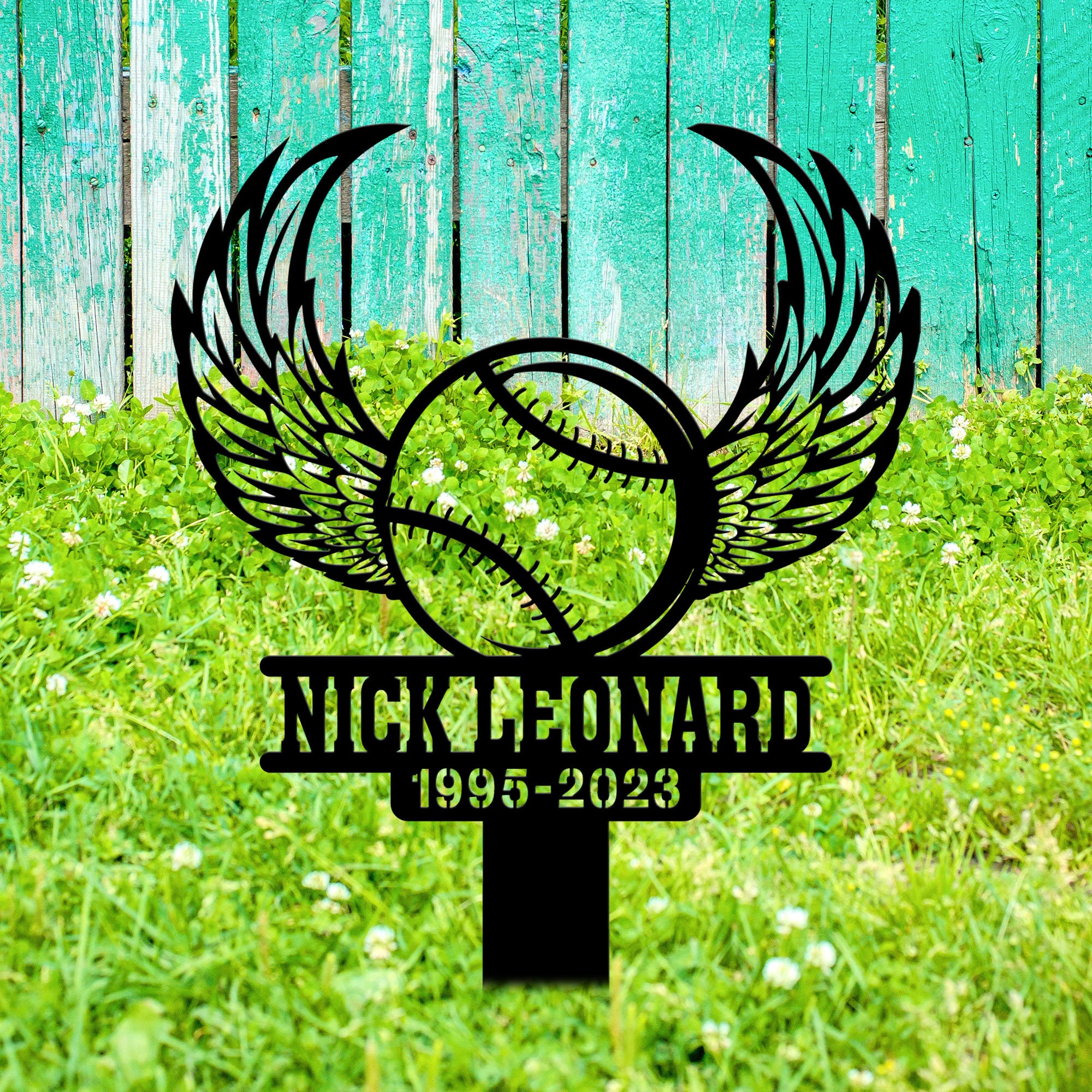 Personalized Baseball With Wings Memorial Stake Metal Stake - Etsy