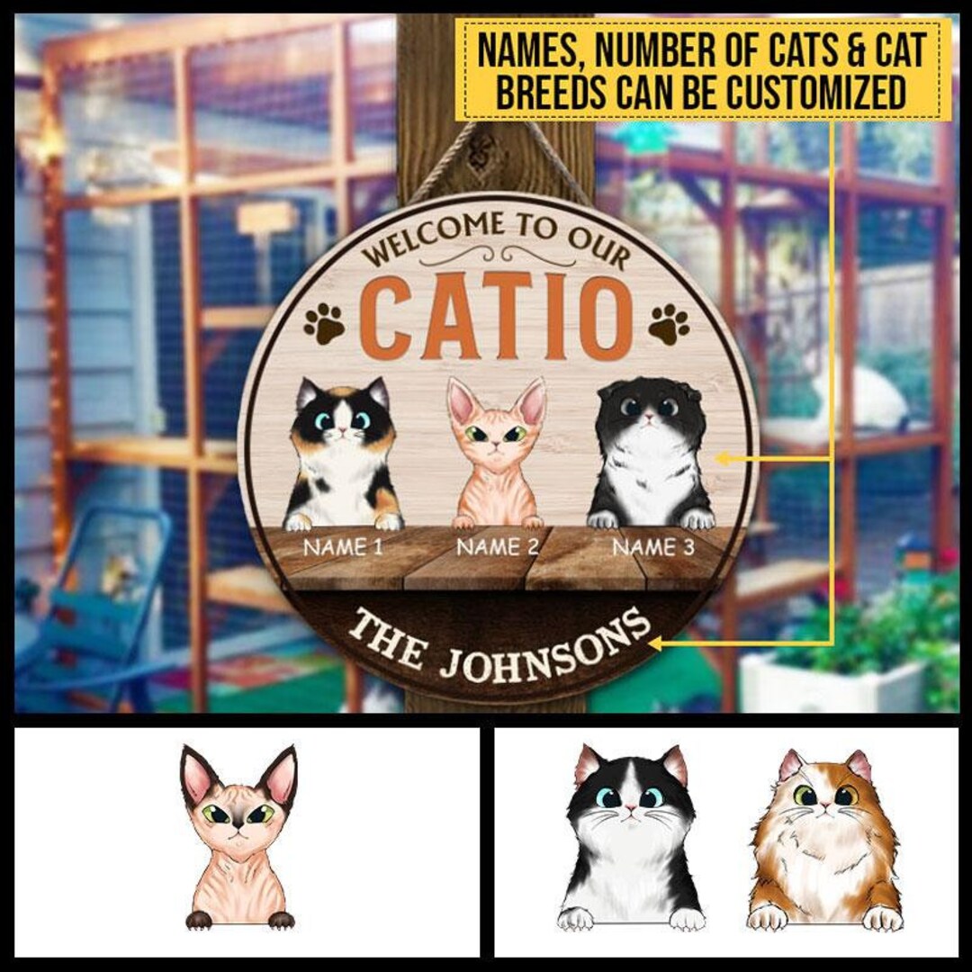 Customized Welcome to Our Cat Catio Wood Signs Cat Catio Bar - Etsy