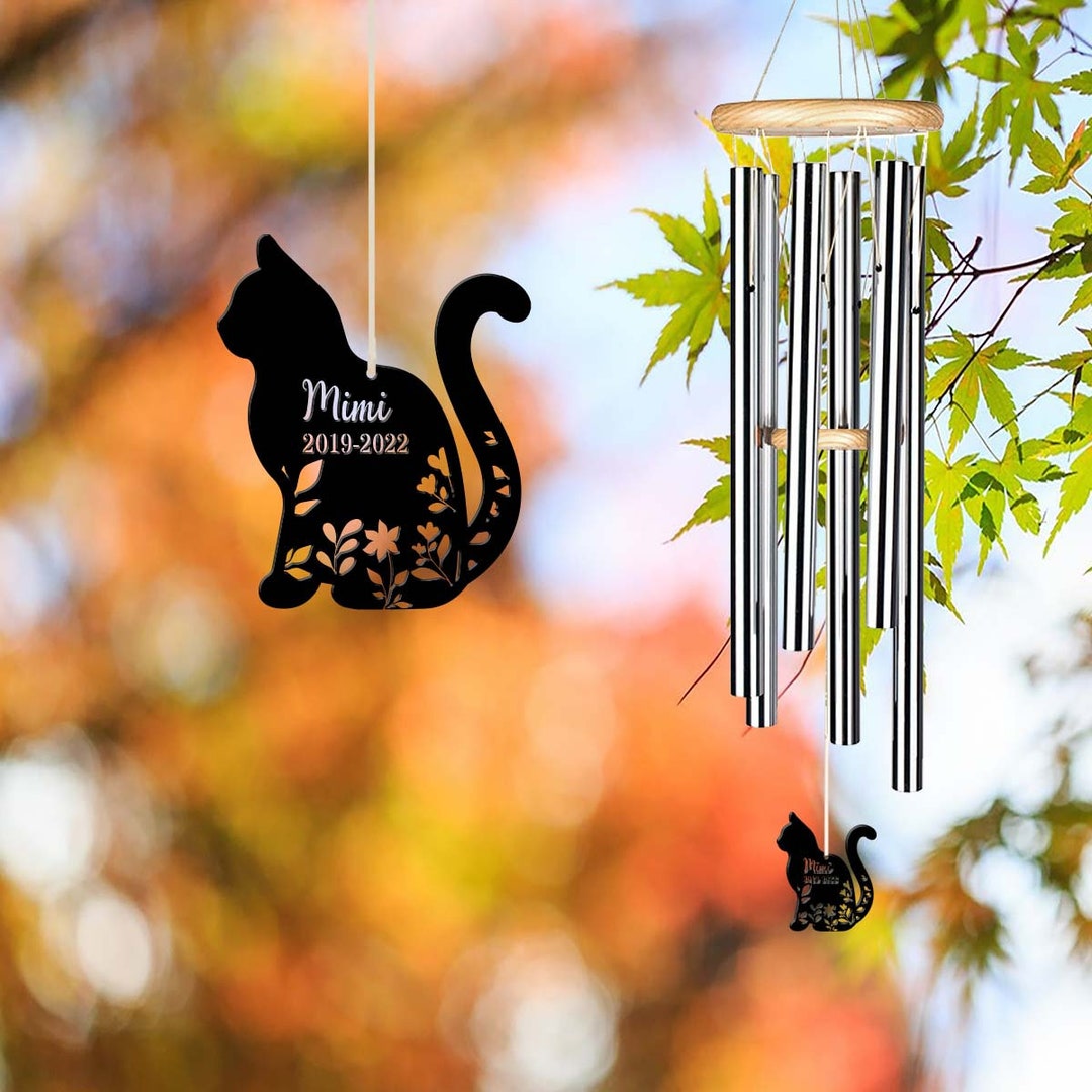 Personalized Cat Memorial Wind Chime, Sympathy Wind Chime, Cat Loss ...