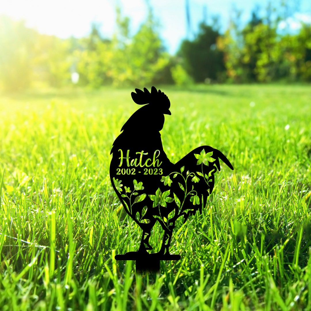 Personalized Chicken Memorial Stake, Metal Stake, Chicken Stake ...