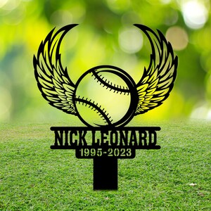 Personalized Baseball With Wings Memorial Stake Metal Stake - Etsy