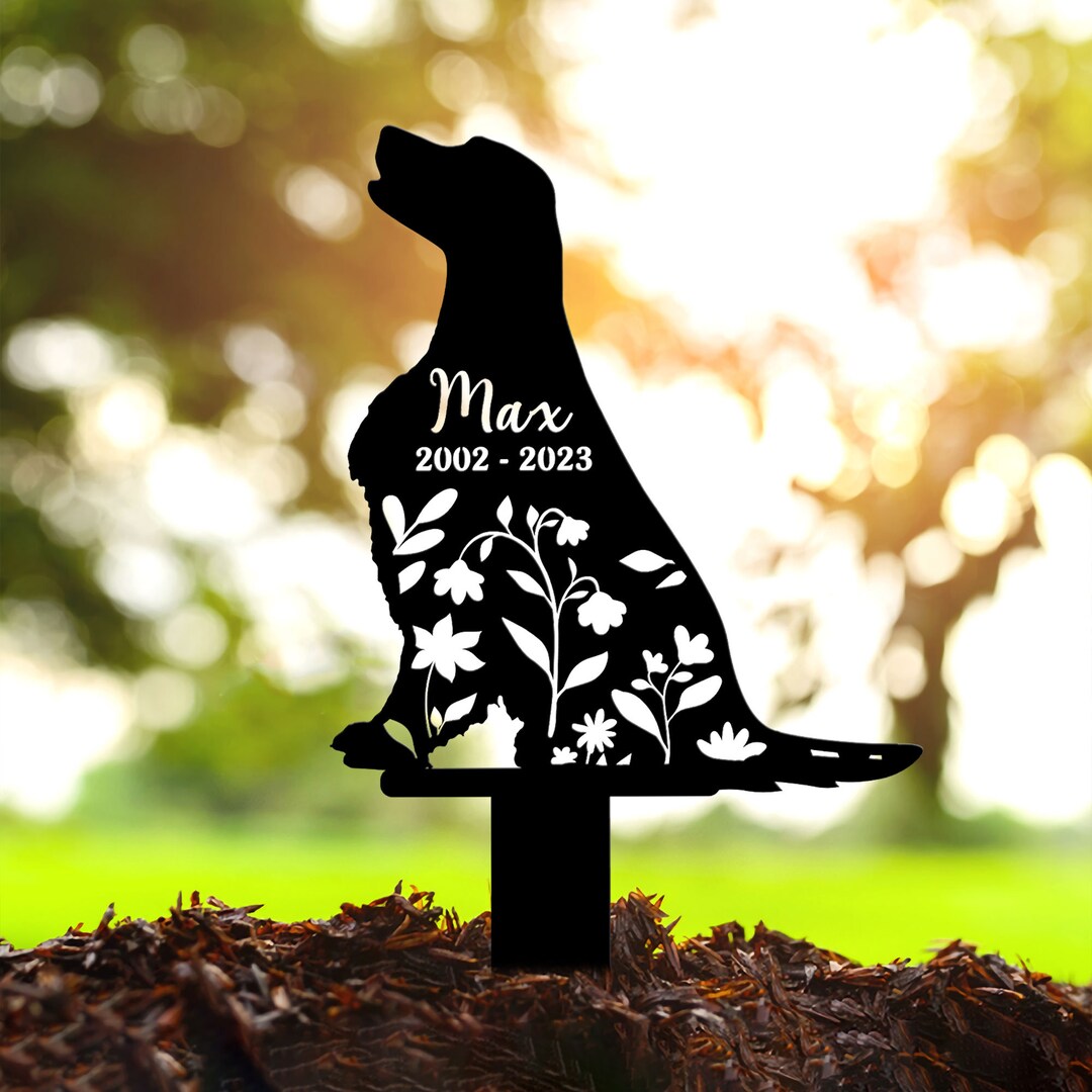 Personalized Dog Memorial Metal Stake, Flower Gordon Setters Stake ...
