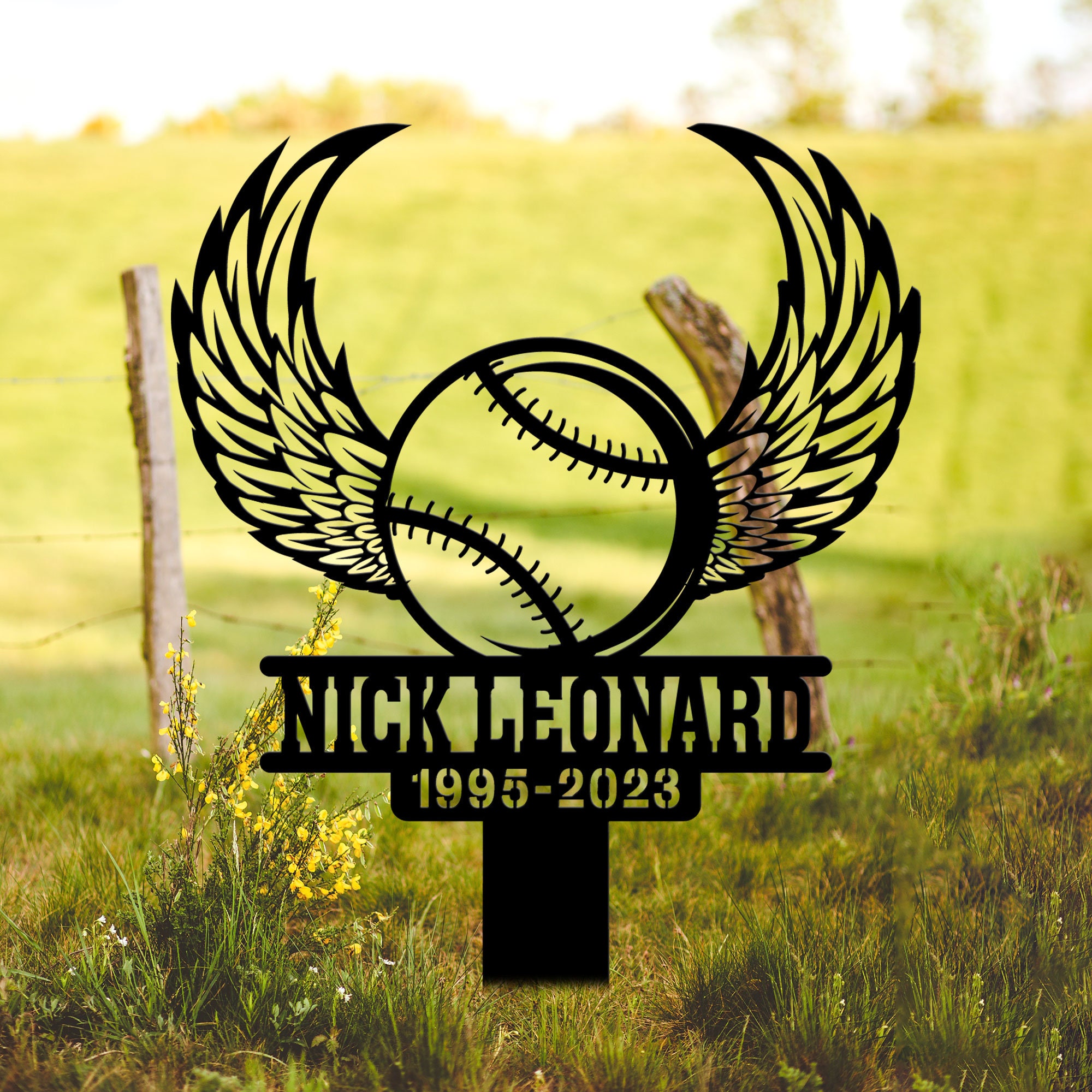 Personalized Baseball With Wings Memorial Stake Metal Stake - Etsy