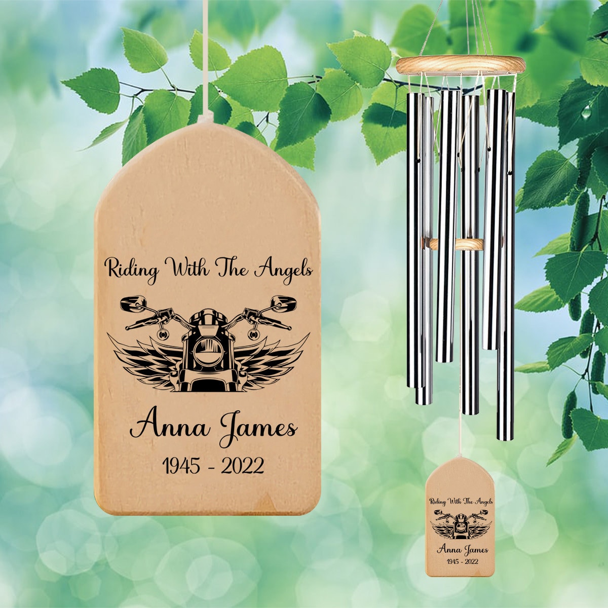 Personalized Memorial Wind Chime, Riding With The Angels, Motorcycle ...