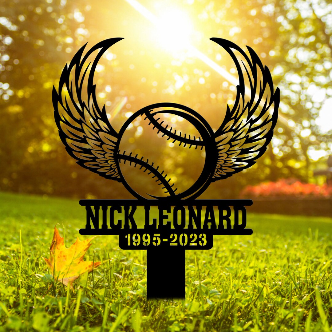 Personalized Baseball With Wings Memorial Stake Metal Stake - Etsy