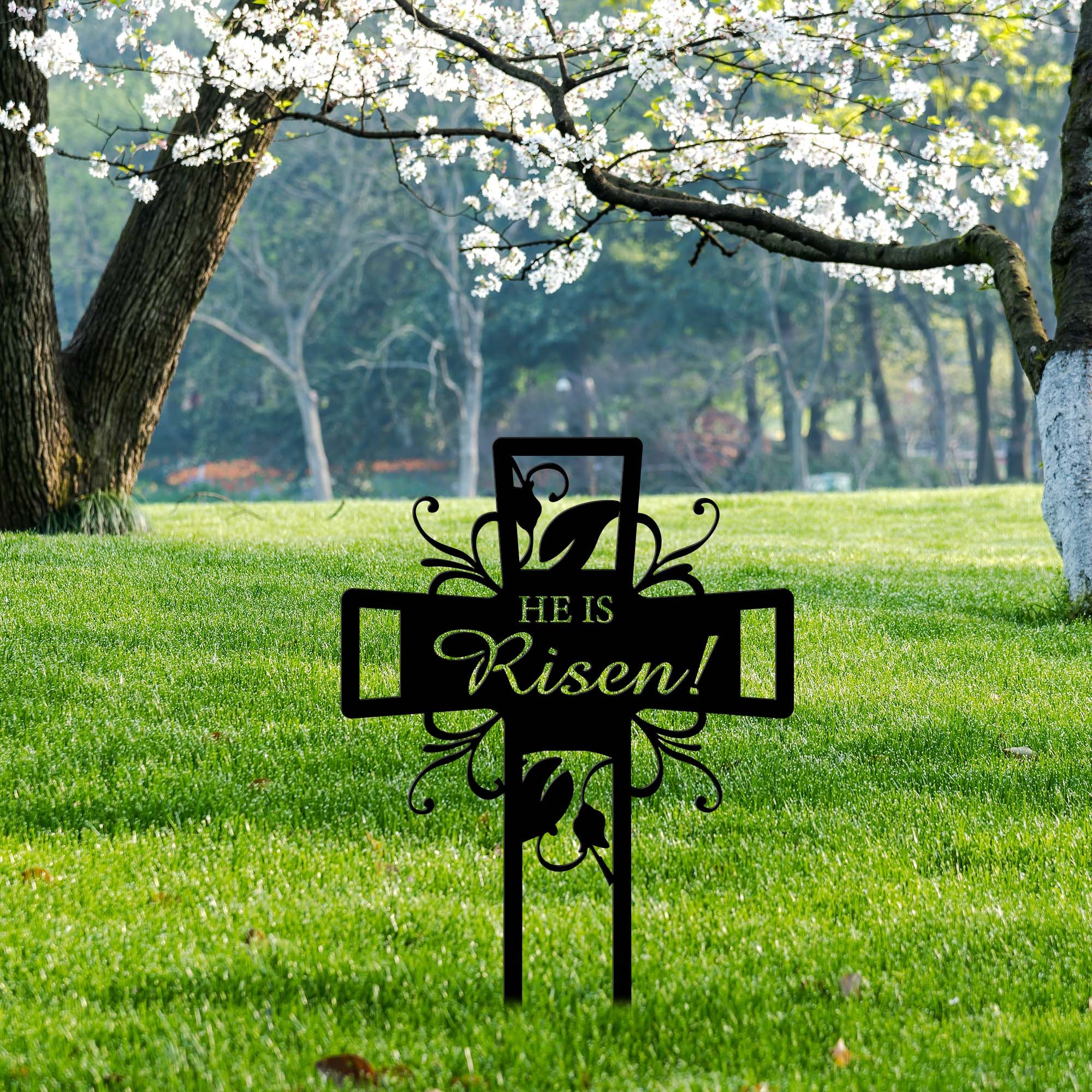 He Is Risen Cross Yard Sign
